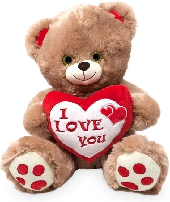 Knuffel Beer Licht bruin I love you rood hart 35 cm | bol