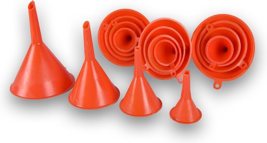 Set van 16 Oranje Plastic Trechters in 4 Verschillende Maten | Ideaal ...