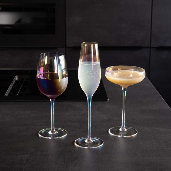 Intirilife Champagneglas met Regenboog Glinstering en Golvende Vorm ...