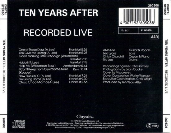 Ten Years After – Recorded Live, Ten Years After | Muziek | bol