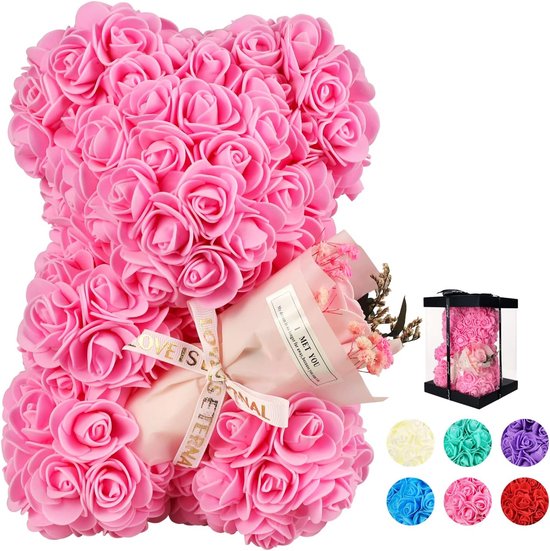 Luxe Rozenbeer - Roze - Rose Bear - Rose Teddy - Valentijn - Moederdag - Rozen Teddy Beer | bol