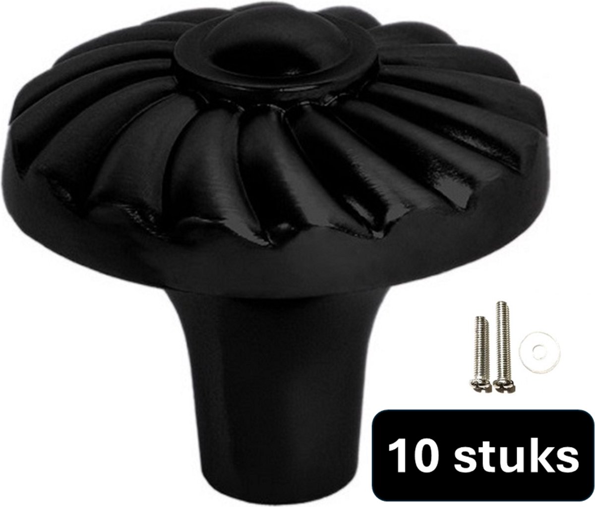 Kastknop zwart - Kastknoppen zwart - 10 stuks - Deurknopjes zwart voor ...
