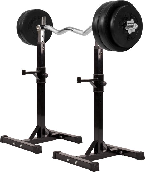 Gorilla Sports Haltersteunen met 35 kg halterset - Squat Rek - Halter ...