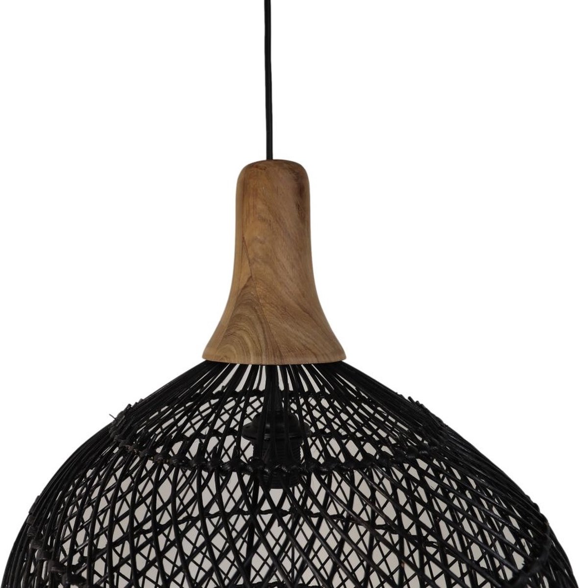 HSM Collection - Hanglamp Rotan - Zwart/naturel - Rotan/teak | bol