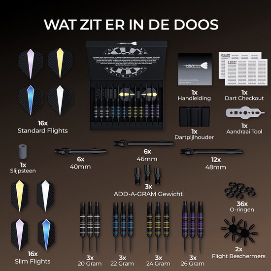 Navy Strikes Dartpijlen Set 20 22 24 26 Gram - Set van 12 Pijlen ...