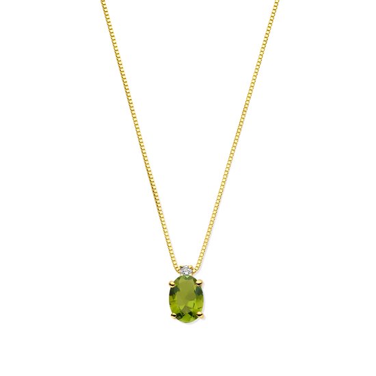 Ketting - ketting dames - Gouden ketting dames - collier met groene ...