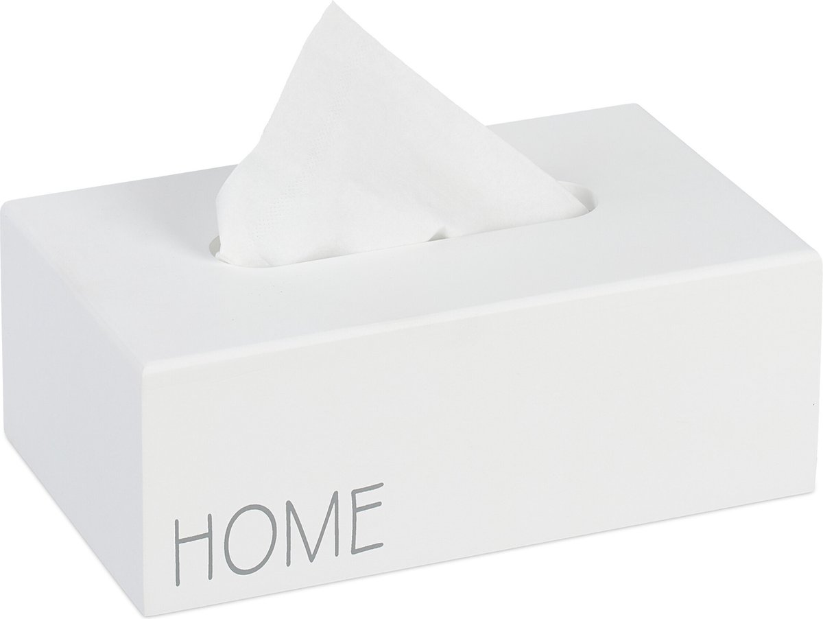 Relaxdays tissue box 'HOME' - zakdoekendoos - houtlook - zakdoekjes ...