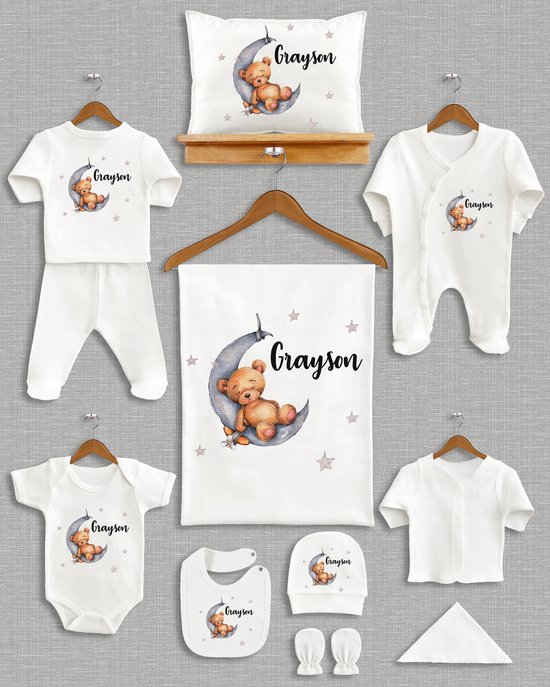 Can Baby - 11 Delig Geboorte pakje met naam - 100% biologisch katoenen ...