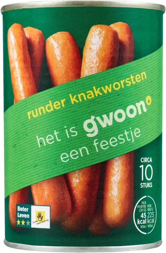 G'woon Runder knakworst 12 blikken x 400 gram | bol