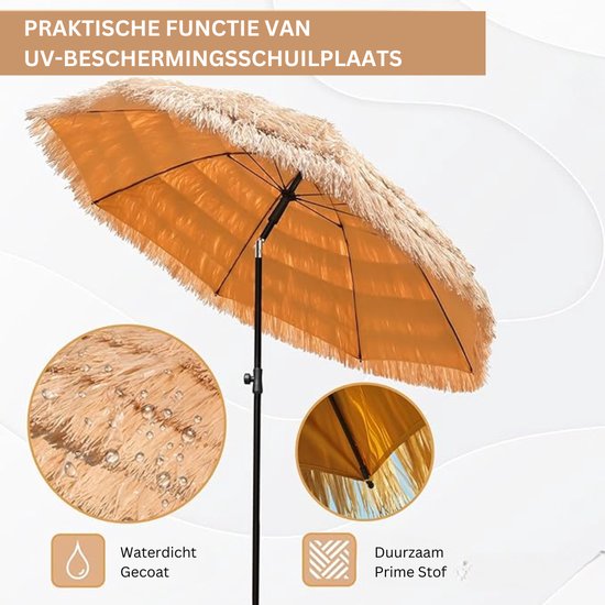 Tiki Parasol - 2M Hoog - 1.8M diameter - Tuin Paraplu - Rieten Parasol ...
