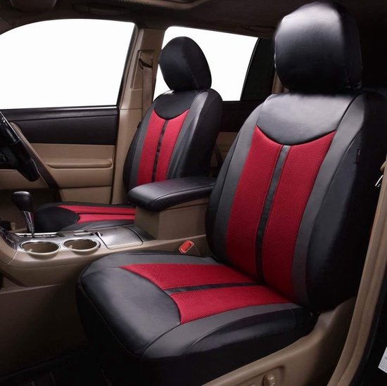 Autostoelhoezen 2 voorstoelen lederen splicing mesh ademende hoes zwart ...