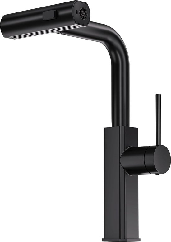 Kraan voor de keuken, zwart, 3 modi, keukenkraan met douche, uittrekbaar, 360 graden... | bol