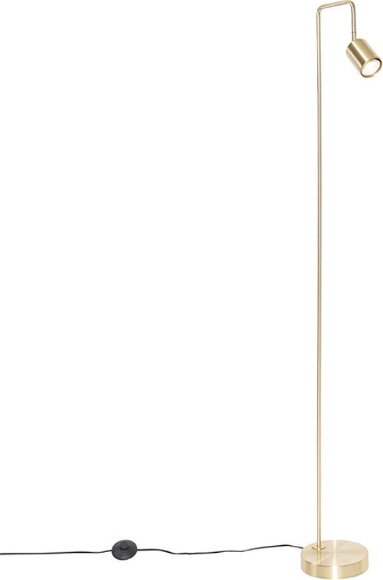 QAZQA java - Moderne Vloerlamp | Staande Lamp - 1 lichts - H 145 cm - Goud/messing -... | bol