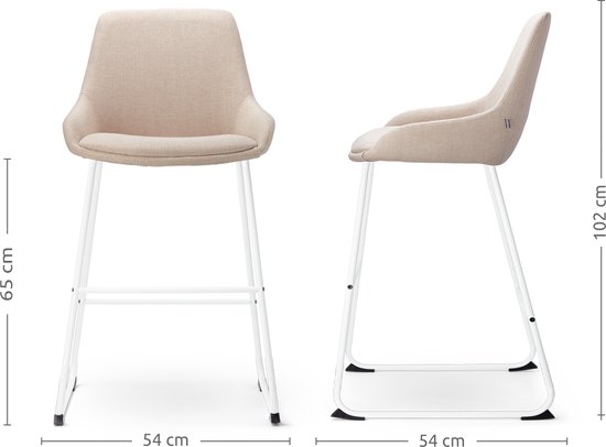 Nolon Nino-Isa Barkruk Beige - Wit Onderstel - 65 cm - Stof ...