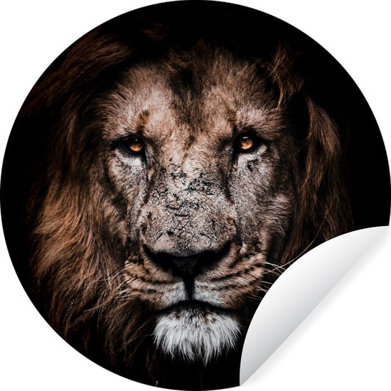 WallCircle - Muurstickers - Behangcirkel - Leeuw - Dieren - Zwart - ⌀ 140 cm -... | bol