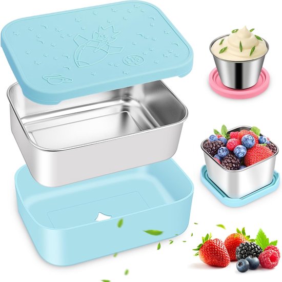 3 stuks bento-lunchbox voor volwassenen, 850 ml, 304 roestvrij staal, broodtrommel,... | bol