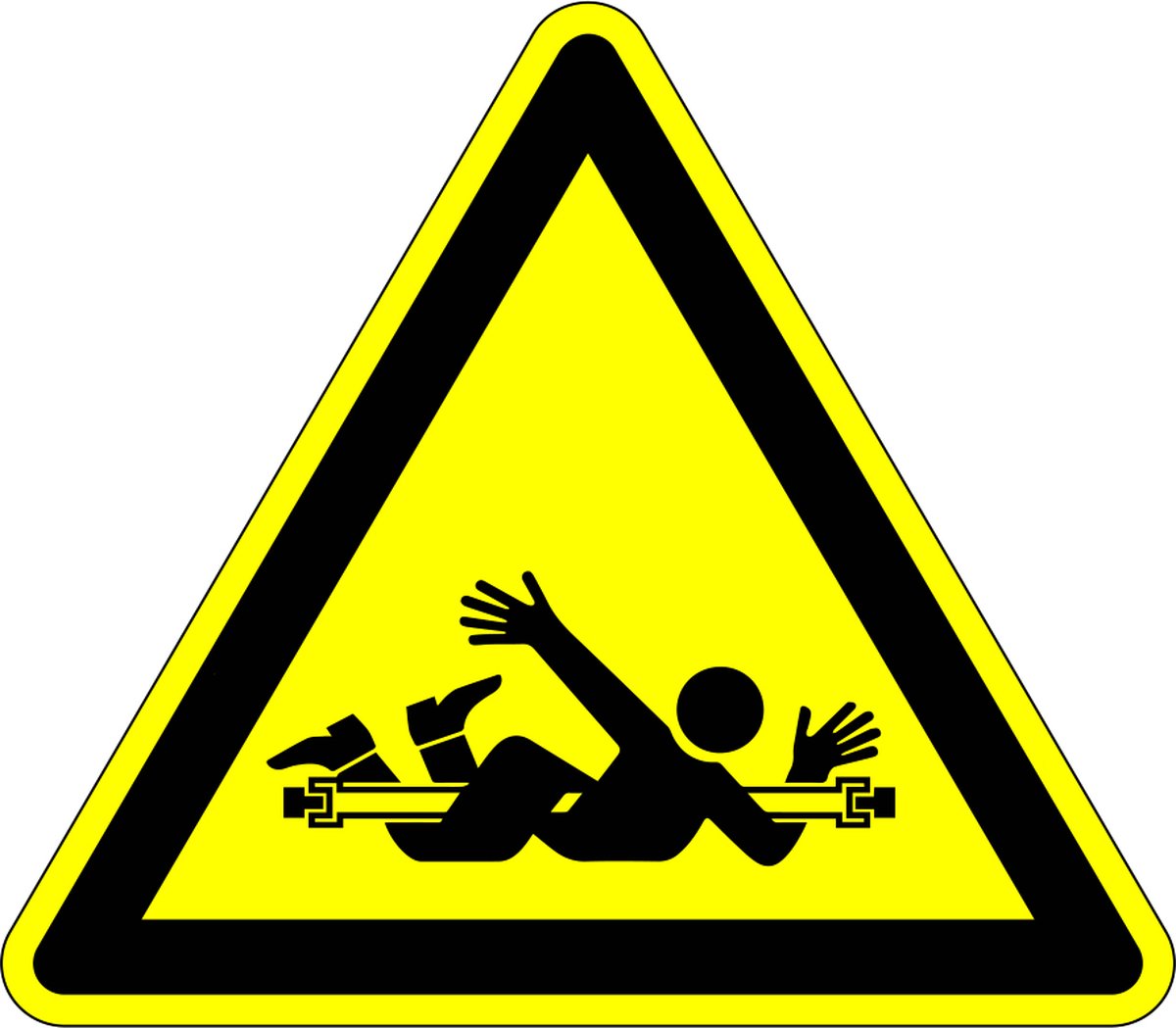 Pas op voor draaiende vijzel sticker 50 mm - 10 stuks per kaart | bol