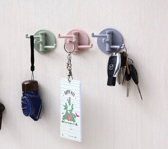 Zelfklevende haakjes 3-in-1 - Wandhaak 3 stuks grijs | bol