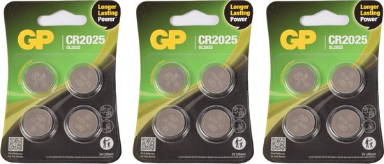 Knoopcel Batterij CR2025 3V – 3 Set van 4 Stuks Elk Set - Lithium Technologie |... | bol