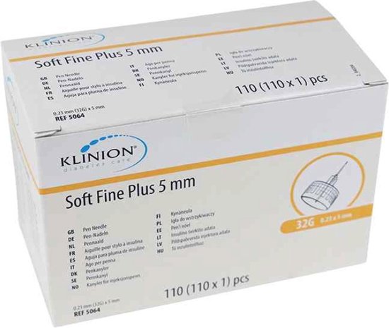 Voordeelverpakking 3 X Klinion diabetes Soft Fine Plus Naalden 5mm, 110 ...