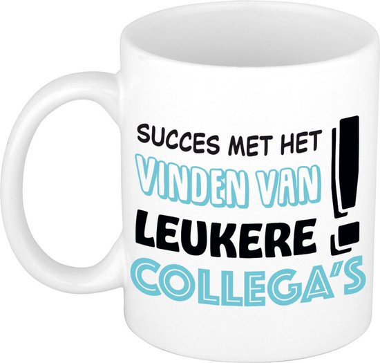 Bellatio Decorations Afscheid cadeau mok collega - succes - blauw - 300 ml - keramiek | bol