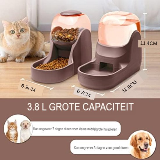 Automatische Voerbak Kat- Bruin | bol
