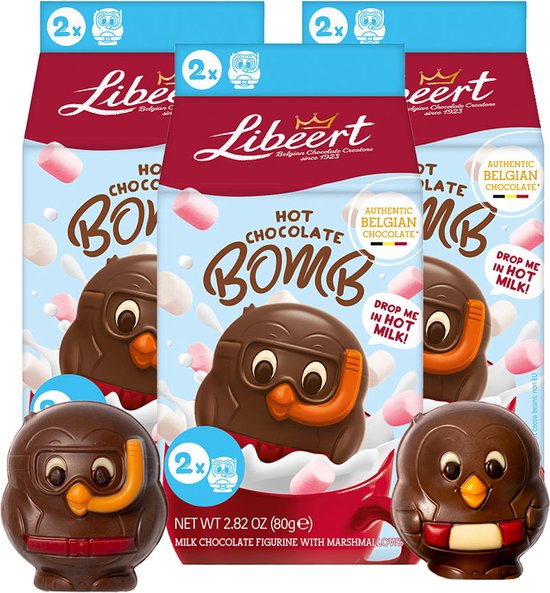 Libeert Cocoa Bombs met marshmallows - 2 chocoladefiguren per doos ...