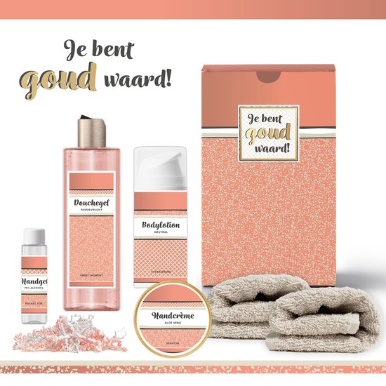 Geschenkset “Je Bent Goud Waard!” - 6 producten - 530 gram | Luxe Cadeaubox voor haar... | bol