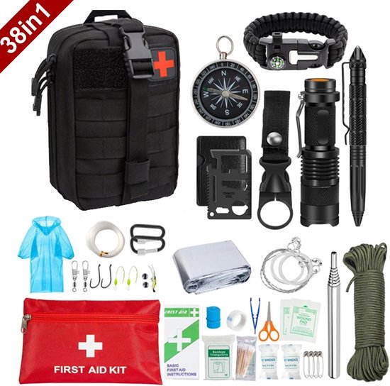 EHBO - Survival Kit - 38 In 1 - Overleving - EHBO-Kit - Militaire ...