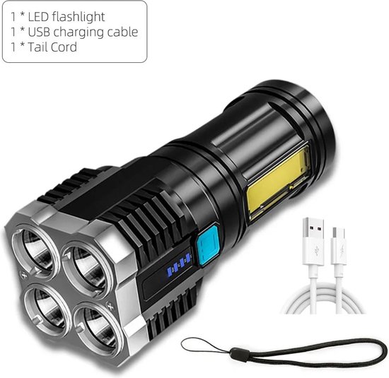 Krachtige Zaklamp - Zaklamp LED Oplaadbaar - Militaire Zaklamp - Survival Kit -... | bol