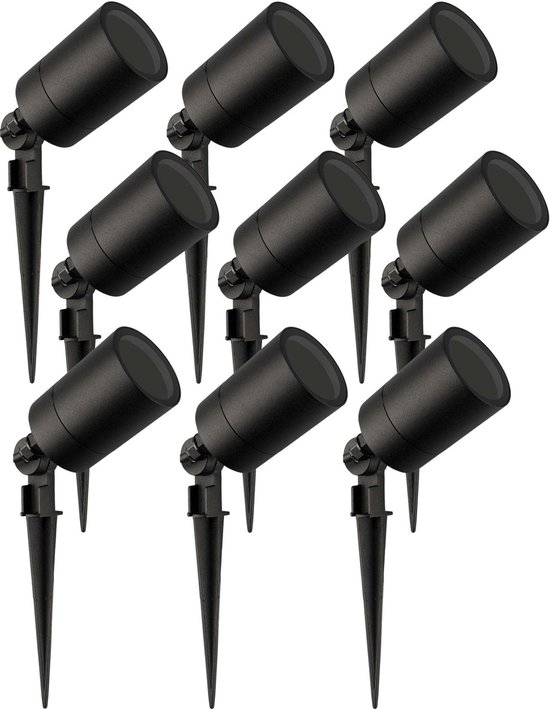 Ledvion - 9X LED Spotlight - GU10 - Zwart - 5W - IP65 | bol