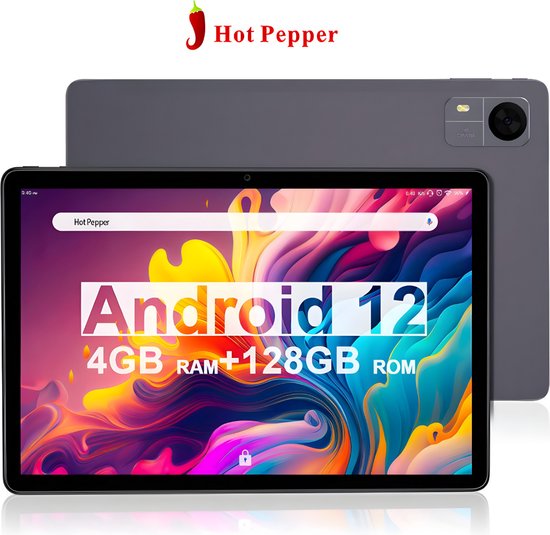 Hot Pepper DT20 - Android 12 Tablet - WiFi - 4GB RAM - 128GB - 10.1 inch - 5G Netwerk... | bol