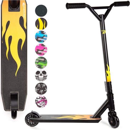 Stuntstep - vlammen design - 360° draaibaar - 100mm wielen ...