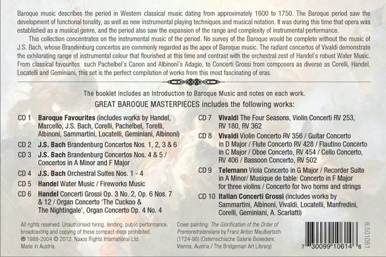 Various Artists - Great Baroque Masterpieces (10 CD), various artists ...