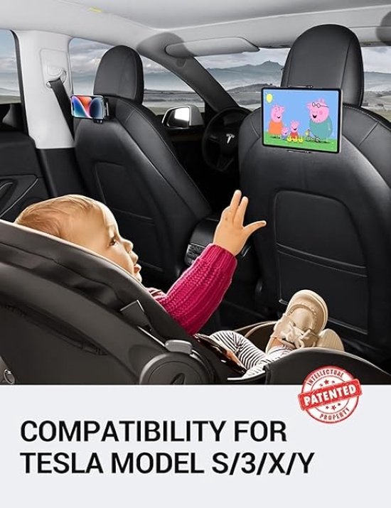 Tesla Model Y Model 3 Model S Model X LR/Plaid Tablethouder Hoofdsteun ...