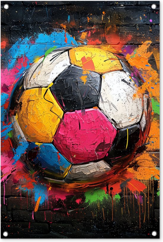 Tuinposter 60x90 cm - Tuindecoratie - Graffiti - Voetbal - Muur - Sport - Pop art -... | bol