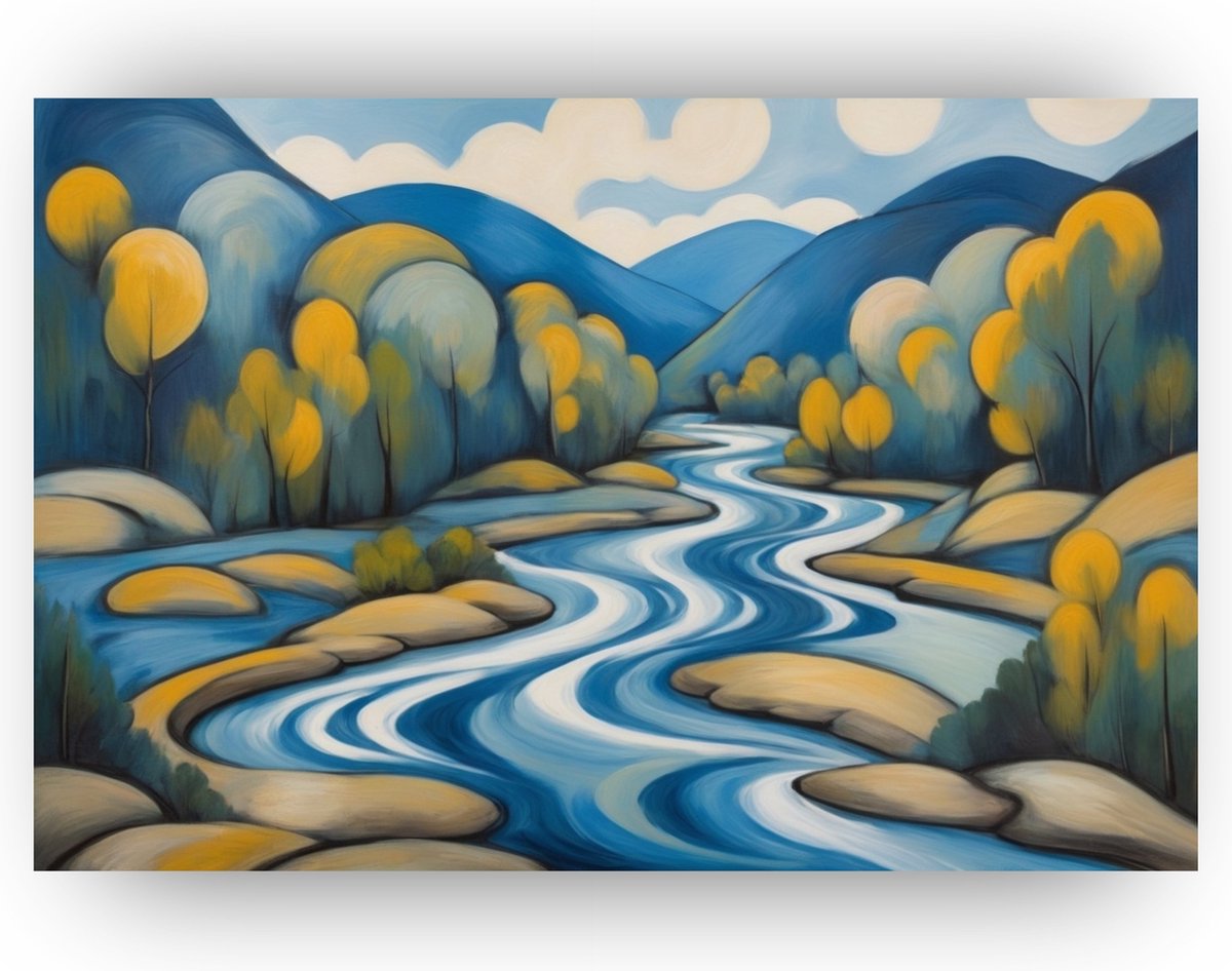Rivier Picasso stijl poster - Natuur muurdecoratie - Poster Pablo ...