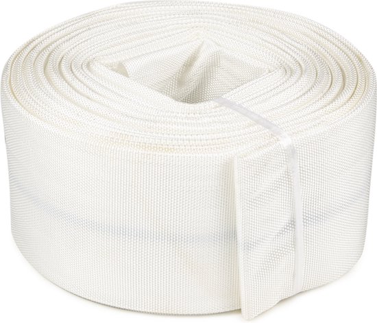 Platte waterslang | Wit | Rol 20 meter | Ø 75mm | Afvoerslang | bol