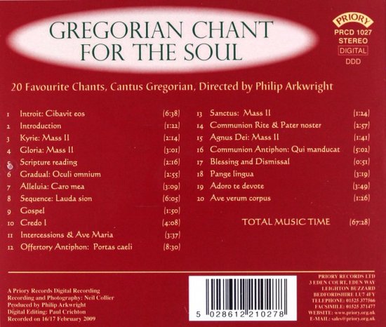 Gregorian Chant For The Soul, Cantus Gregoriani & Philip Arkwright | CD ...