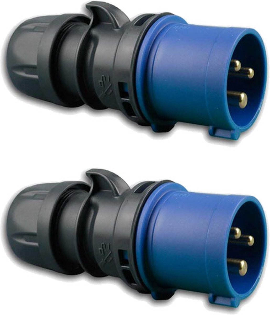 CEE Stekker - 3-Polig - 16A 230V - Blauw - Per 2 stuks | bol