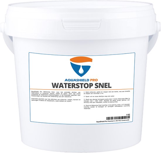 AquaShield Pro Waterstop Snel - Emmer, 1.3 KG - Snelcement - Lekkage | bol