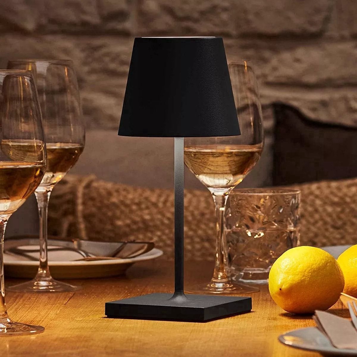 LED Tafellamp - 2 Stuks - Zwart - USB Oplaadbaar - Draadloos - Touch ...