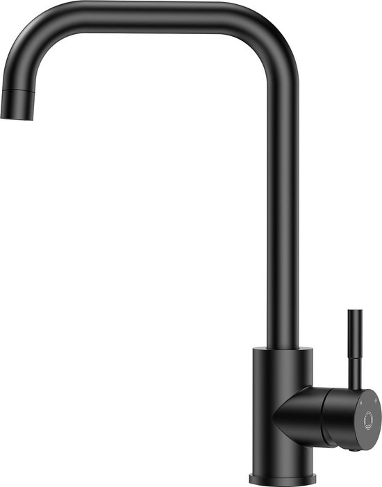 Waterkraan Keuken -CECIPA Roestvrij Staal Keukenkraan Zwart - 360° Draaibare Mengkraan... | bol