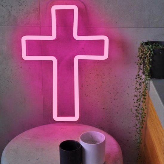 Kruis Cross Neon LED Light Sign Lamp Verlichting Licht Bord Winkel ...