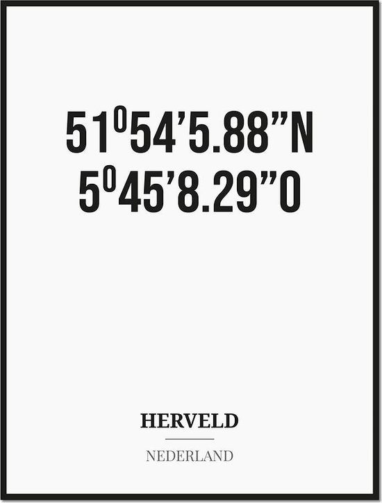 Poster/kaart HERVELD met coördinaten | bol.com