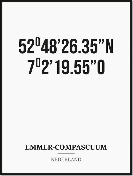 Poster/kaart EMMER-COMPASCUUM met coördinaten | bol