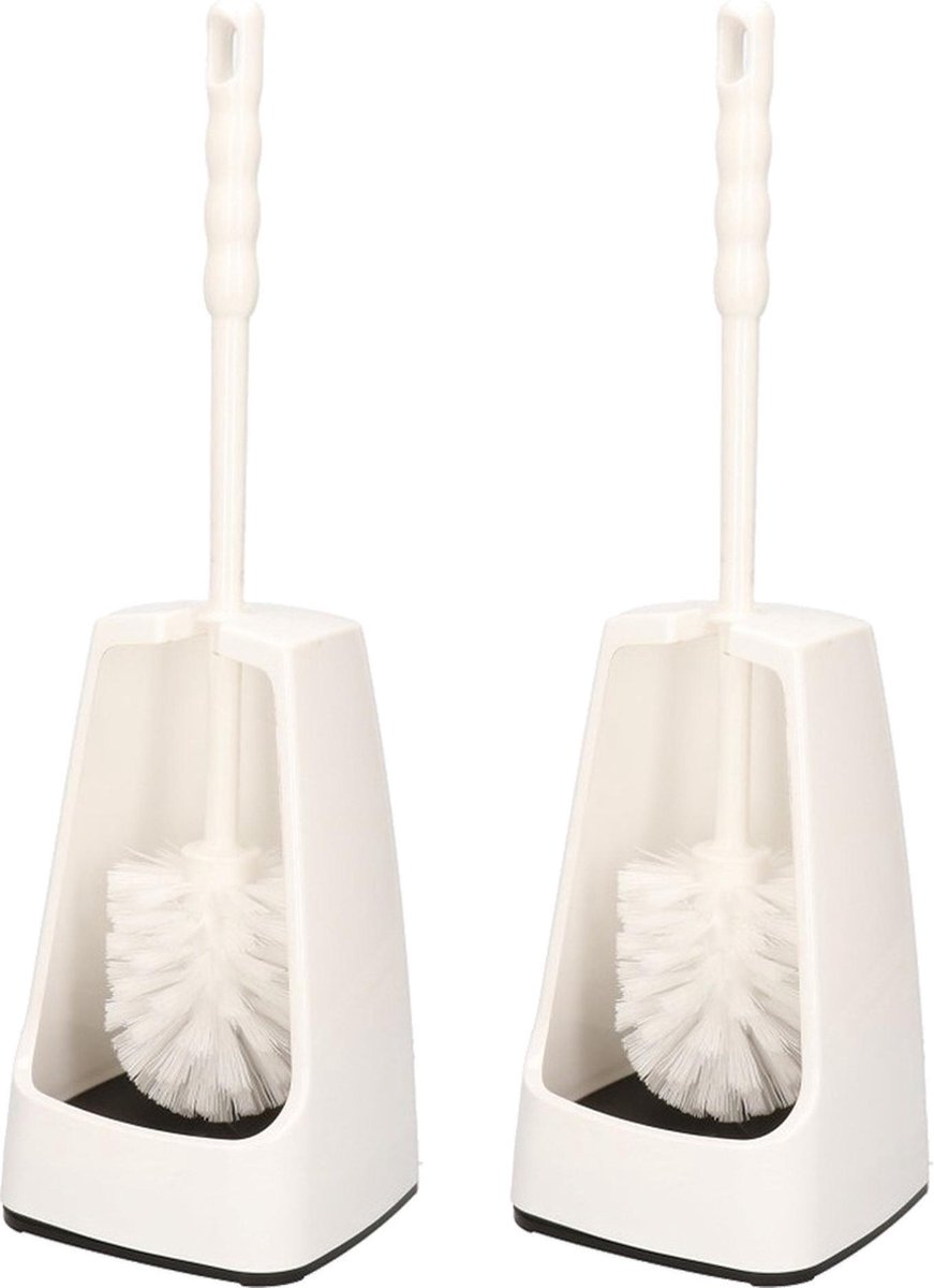 2x Toiletborstels/wc borstels met houders wit - toiletborstelhouders ...