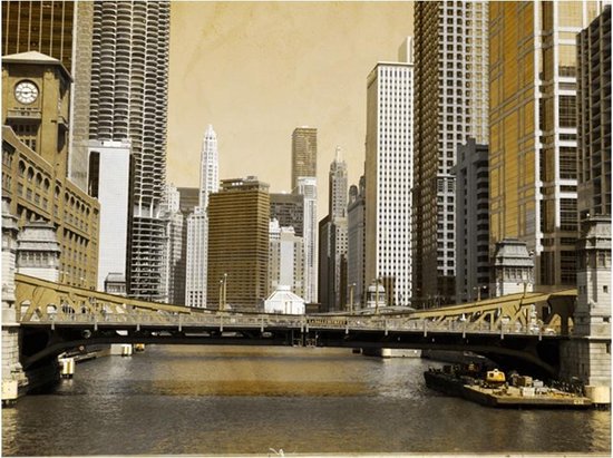 Fotobehang - Chicago's brug (vintage effect) | bol.com