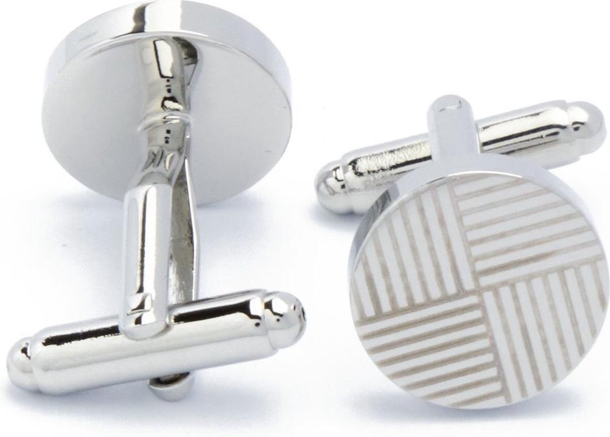 Manchetknopen - Rond met Streep Patroon Zilverkleurig | bol.com