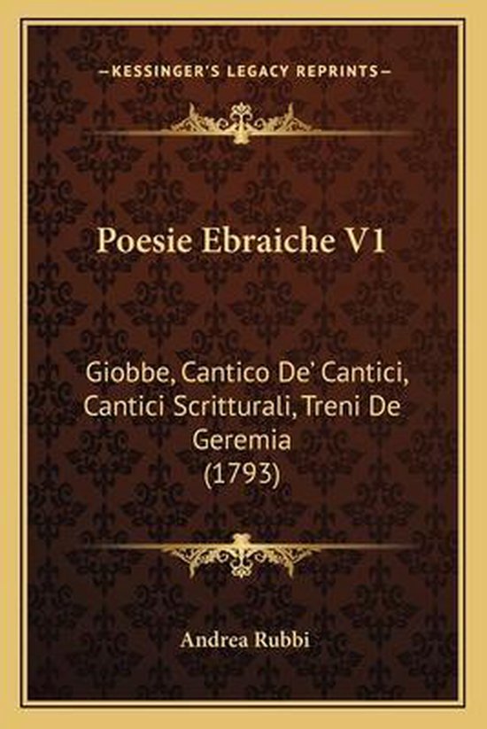 Poesie Ebraiche V1 Poesie Ebraiche V1, Andrea Rubbi | 9781165802081 ...